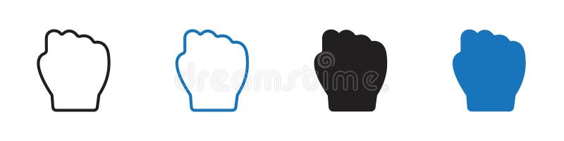 Fist Icon Linear Graphics Set Vector in Black Stock Illustration ...