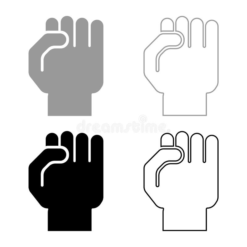 Fist Icon White Color Vector Illustration Flat Style Image Set Stock ...