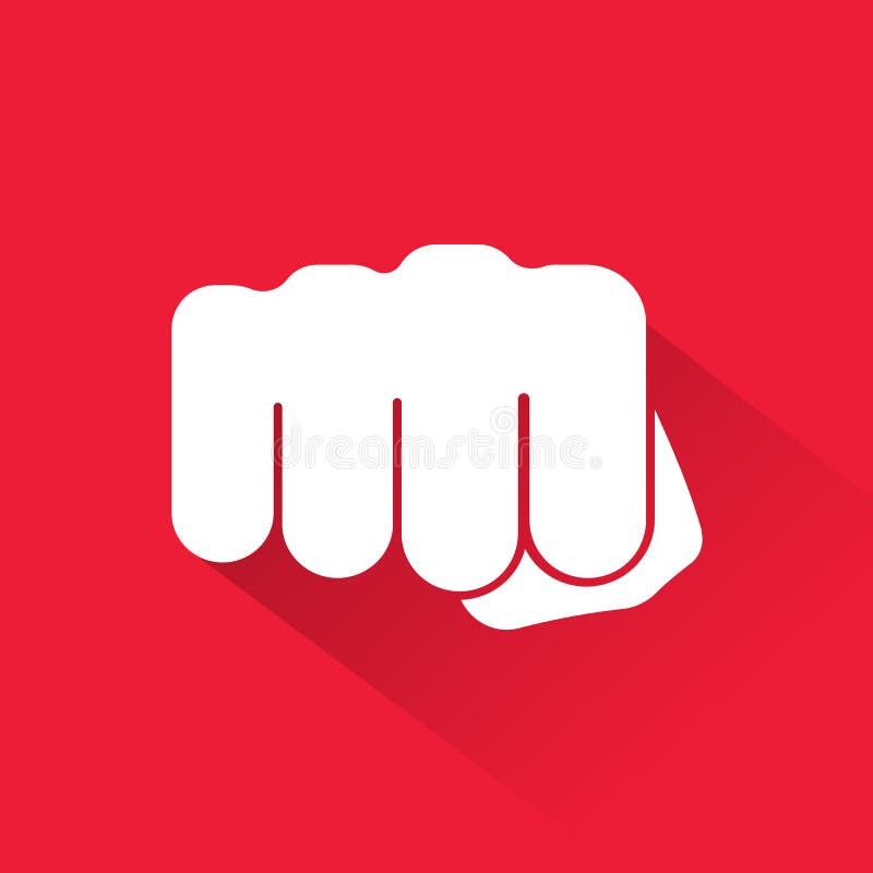 Fist Icon on Red Background. Vector Illustration Stock Vector ...