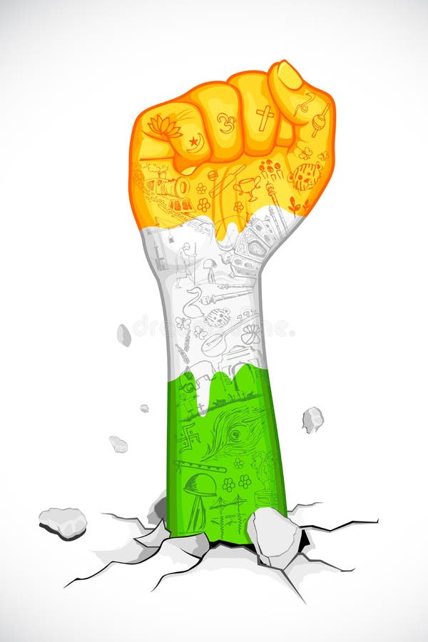 Fist in Indian Tricolor stock vector. Illustration of culture - 24178316