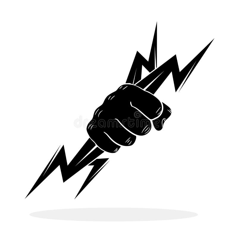 Fist with Lightning. Hand Holding Thunderbolt Stock Vector ...