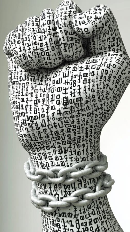 Fist Made of Code Breaking Free from AI Chains Restraining it Stock ...