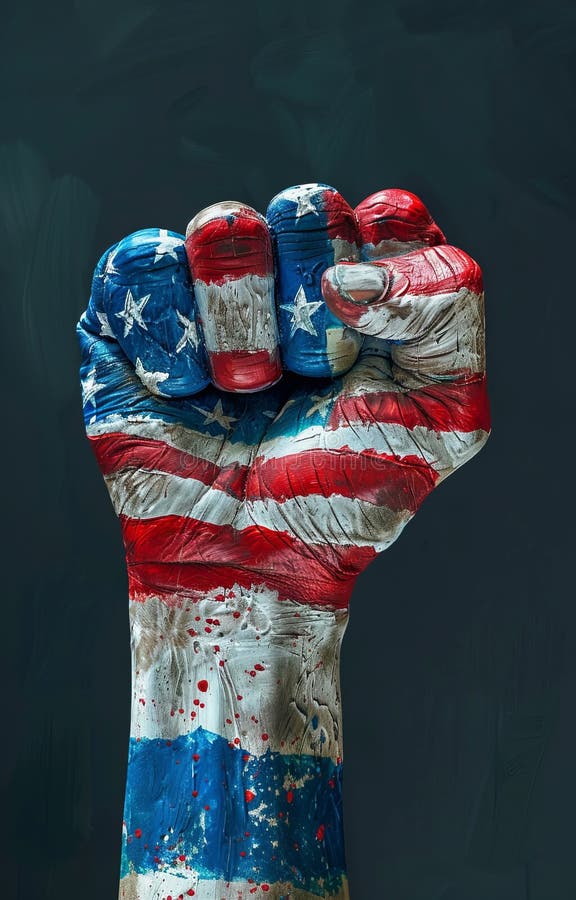 Fist Painted in Colors of American USA Flag Stock Photo - Image of ...