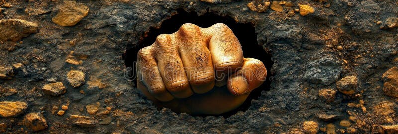 Fist of Power Breaking through Stone Wall a Metaphor for Strength and ...