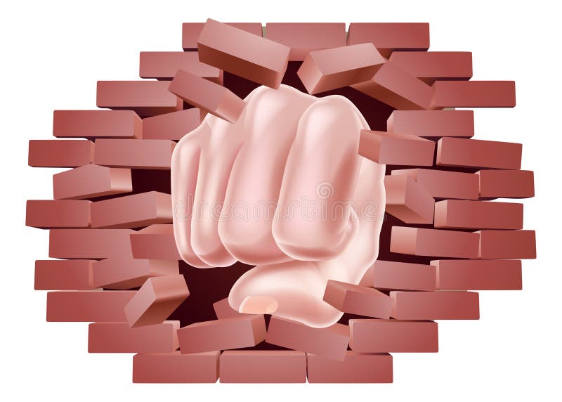 Punching Fist Exploding Brick Wall Stock Illustrations – 9 Punching ...