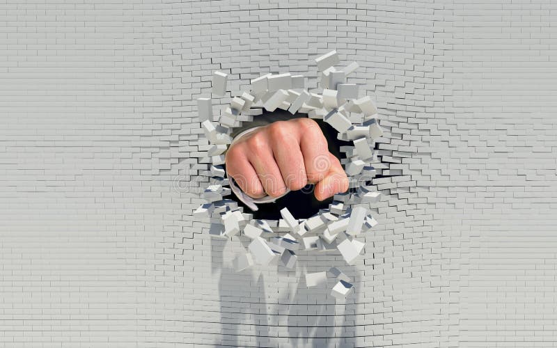 Fist Punching through a Brick Wall Stock Image - Image of anger, crime ...