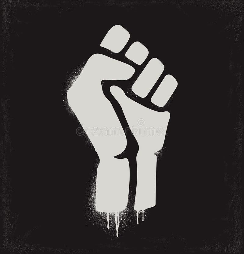 Fist Raised in Protest. Fist Icon Isolated on a Dark Background Stock ...