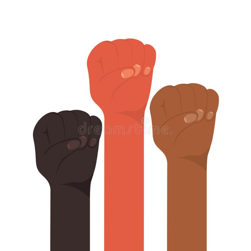 Fist Sign with Hands of Different Types of Skins Vector Design Stock ...