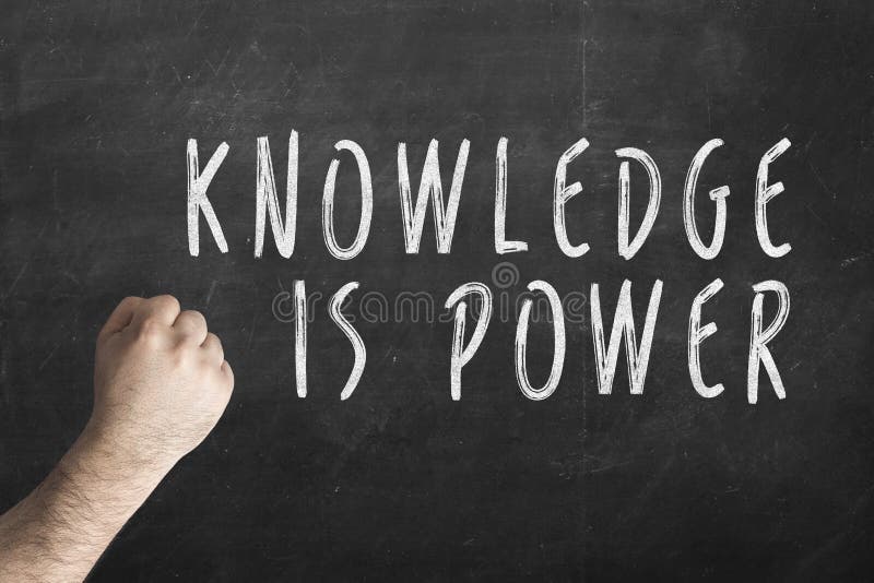 Fist and Text Knowledge is Power on Chalkboard. Stock Image - Image of ...