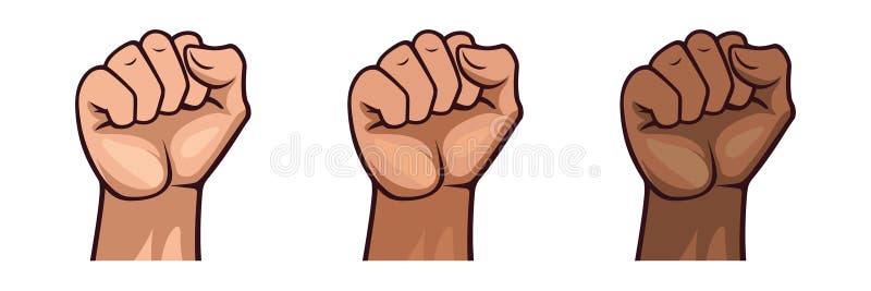 Fist Up in Flat Style. Set of Multi-colored Hands in a Fist Isolated ...