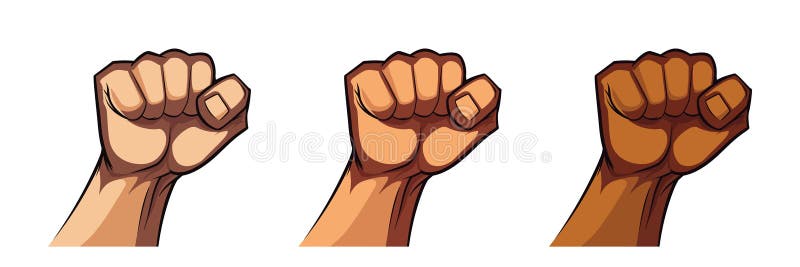 Fist Up in Flat Style. Set of Multi-colored Hands in a Fist Isolated ...