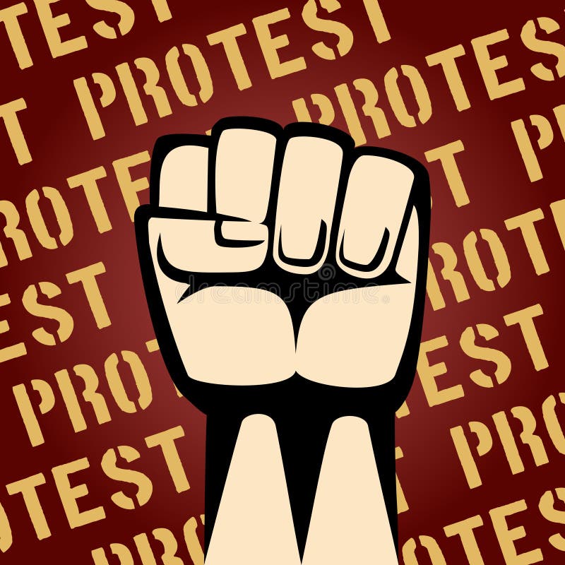 Fist Up Protest Poster stock vector. Illustration of cartoon - 47230493
