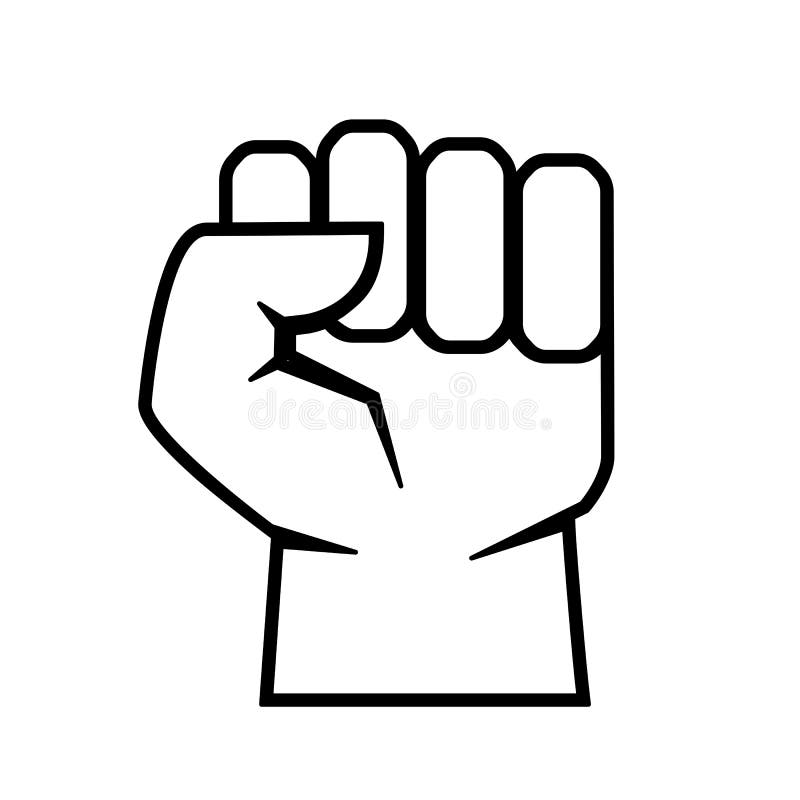 Outline Raised Fist Hand Vector Icon Stock Vector - Illustration of ...