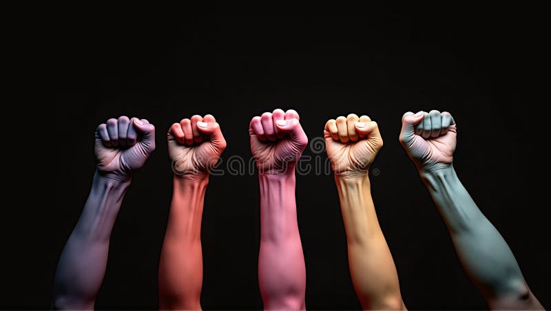 Fists of Different Colors Raised in the Air, Commonality and Diversity ...
