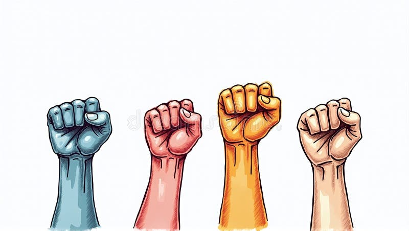 Fists of Different Colors Raised in the Air, Commonality and Diversity ...