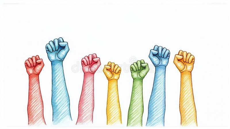 Fists of Different Colors Raised in the Air, Commonality and Diversity ...