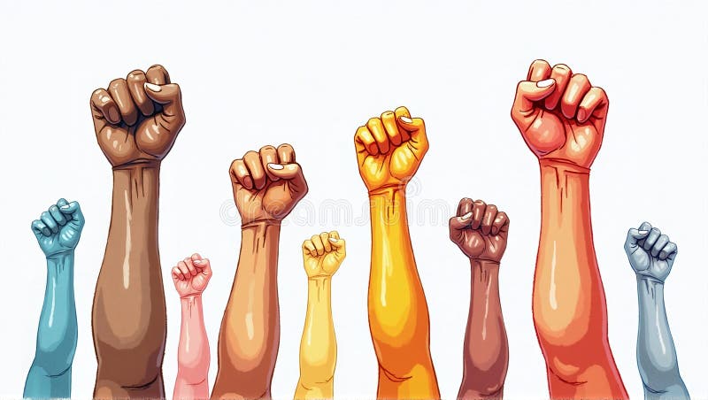 Fists of Different Colors Raised in the Air, Commonality and Diversity ...