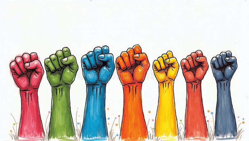 Fists of Different Colors Raised in the Air, Commonality and Diversity ...