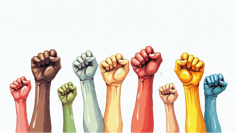 Fists of Different Colors Raised in the Air, Commonality and Diversity ...