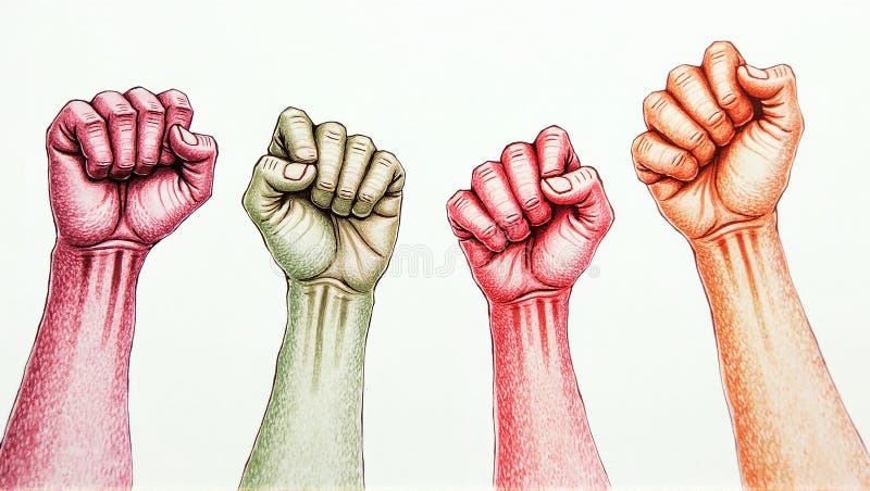 Fists of Different Colors Raised in the Air, Commonality and Diversity ...