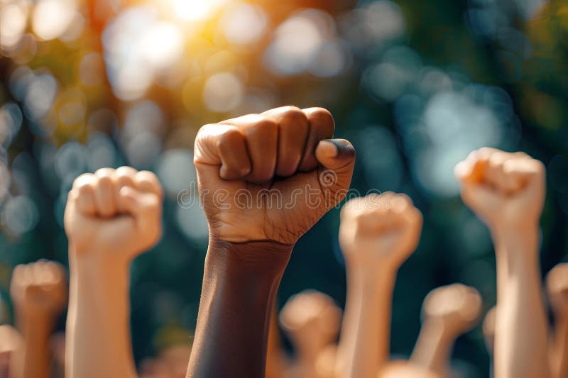 Fists Raised for Human Rights Stock Photo - Image of movement, justice ...
