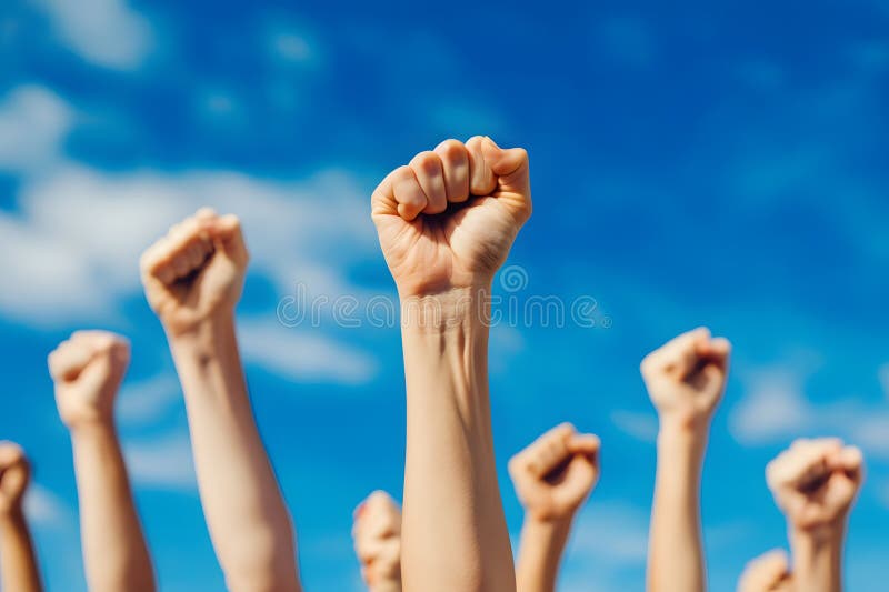 Fists Raised for Human Rights Stock Photo - Image of participation ...