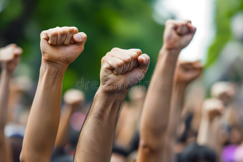 Fists Raised for Human Rights Stock Photo - Image of activism ...