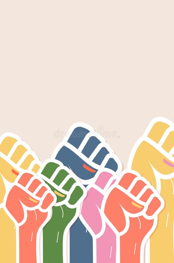 Fists Sticker Vertical Background with Copy Space. Power Movement ...