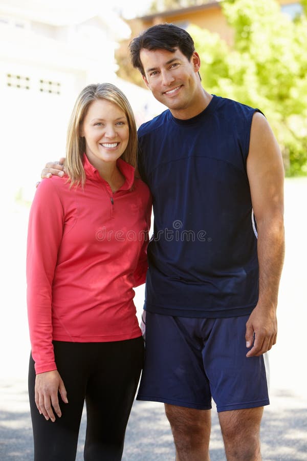 Fit, Active Couple Outdoors Stock Image - Image of healthy, female ...