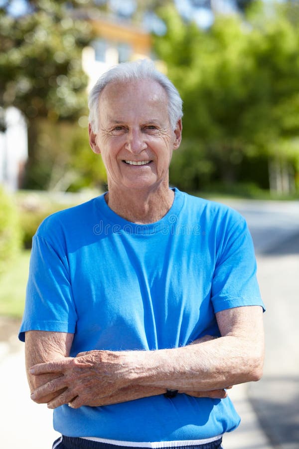 Fit, Active, Elderly Man Outdoors Stock Photo - Image of focus, adult ...