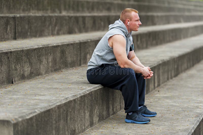 Fit Active Man Siting after Run. Stock Image - Image of person, healthy ...