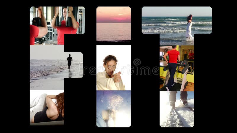 Fit collage on black stock footage. Video of male, exercise - 48462766