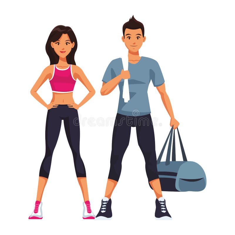 Fit couple doing exercise stock vector. Illustration of healthy - 135024175