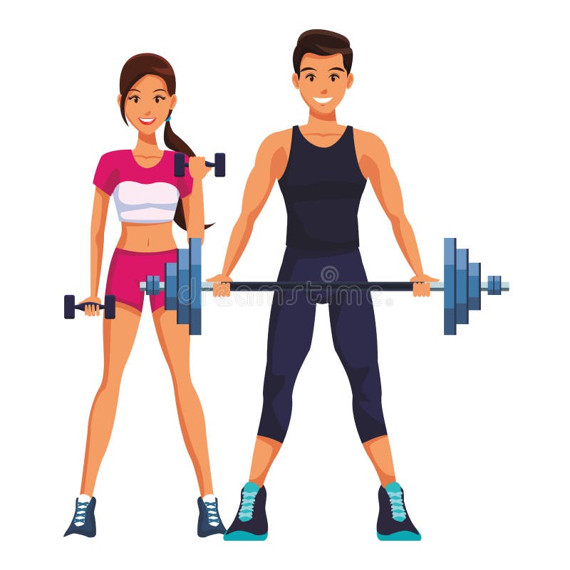 Fit couple doing exercise stock vector. Illustration of physical ...