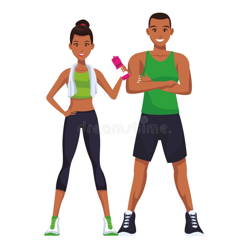 Fit couple doing exercise stock vector. Illustration of slim - 135024180