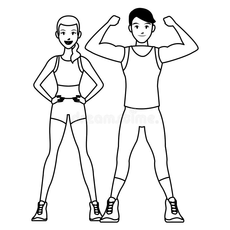 Fit couple doing exercise stock vector. Illustration of exercise ...