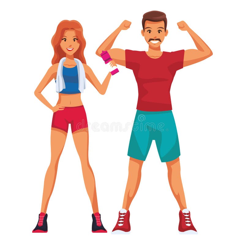 Fit couple doing exercise stock vector. Illustration of slim - 135024180