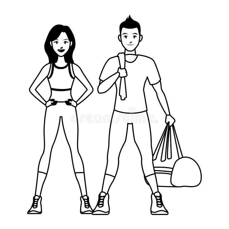 Fit couple doing exercise stock vector. Illustration of relaxation ...