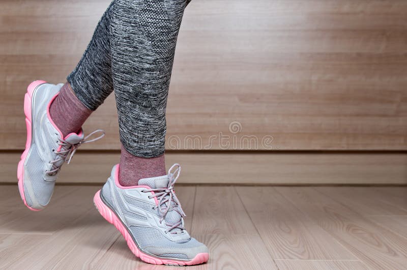Fit Female Leg in Sport Shoe Step Stock Image - Image of person, motion ...