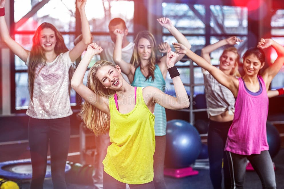 Fit Group Exercising and Smiling Stock Photo - Image of exercise ...