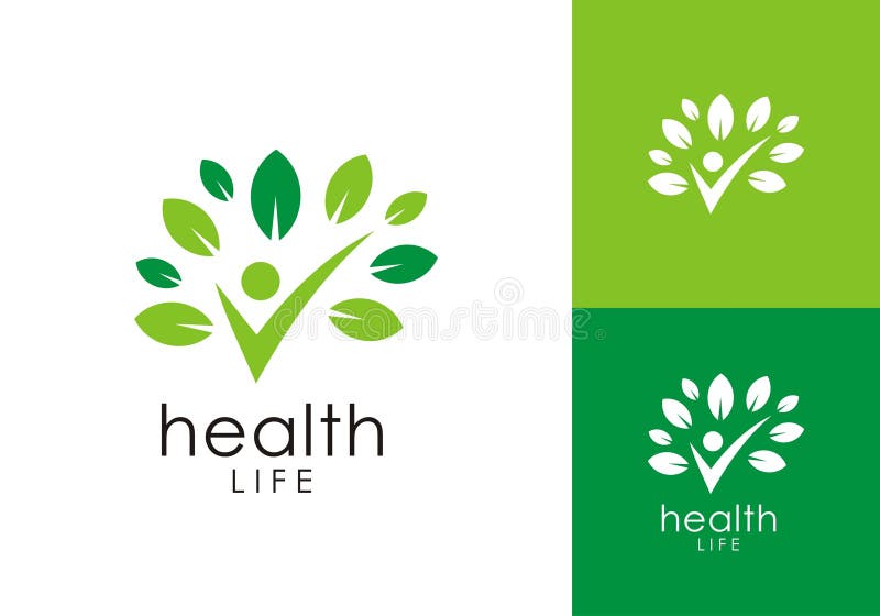 Fit Leaf People Active Health Care Logo Design Stock Vector ...