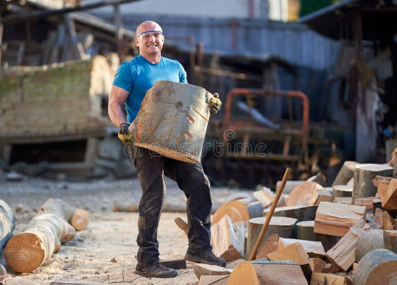 Fit Lumberjack Carrying Beech Logs Stock Image - Image of people, carry ...