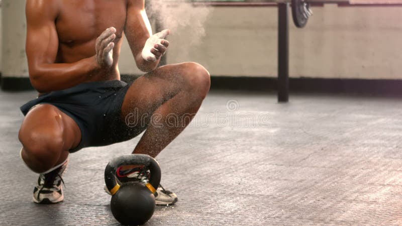 Fit Man Chalking His Hands in Gym Stock Footage - Video of filming ...