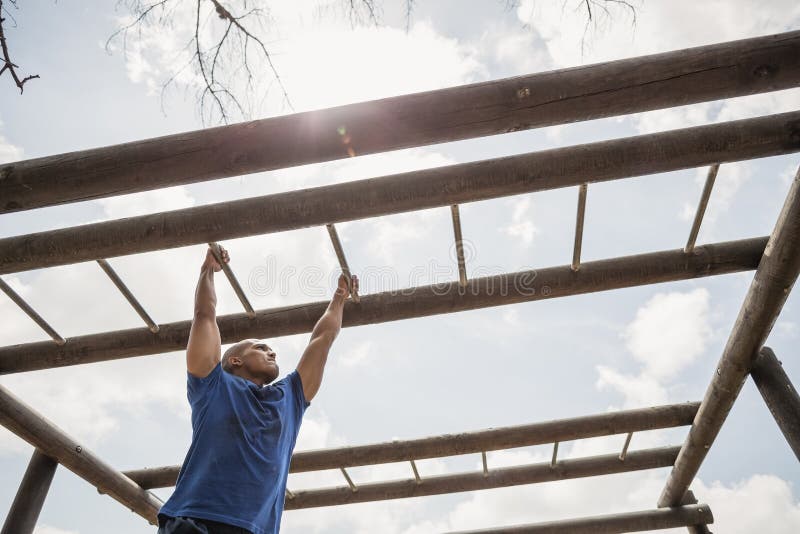 Boy Climbing the Monkey Bars Stock Photo - Image of ground, happy: 136388