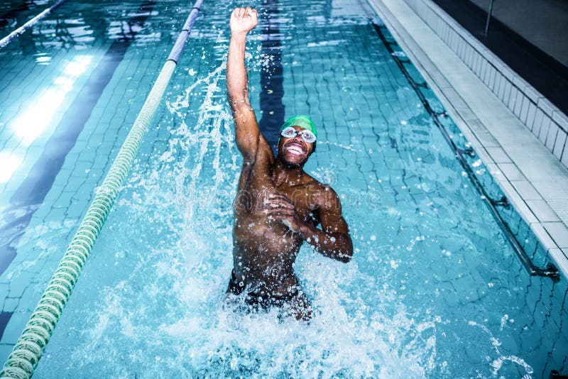 Fit Man Diving in the Swimming Pool Stock Photo - Image of center, body ...