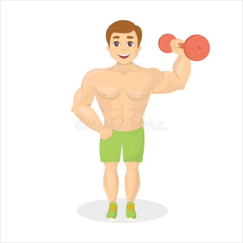 Fit man with dumbell. stock vector. Illustration of caucasian - 92464174