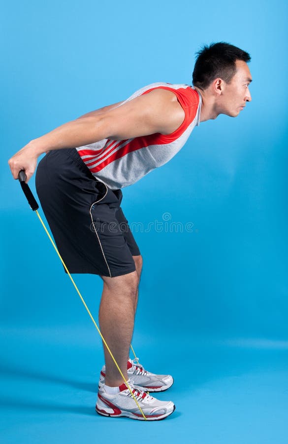 Fit Man with Exercise Stretch Band Stock Photo - Image of instructor ...