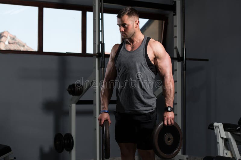 Fit Man Holding Weights in Hand Stock Image - Image of build, human ...