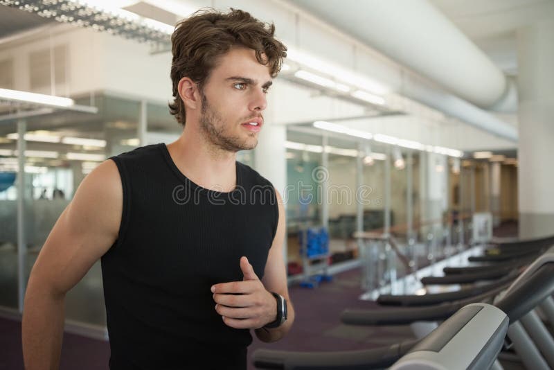 Fit Man Jogging on the Treadmill Stock Image - Image of leisure ...