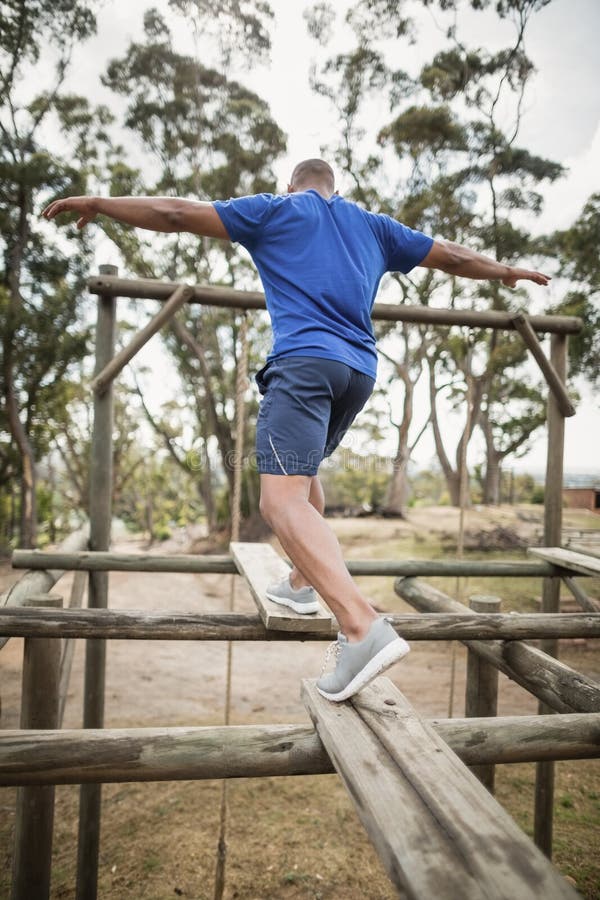 Fit Man during Obstacle Course Training Stock Image - Image of physical ...